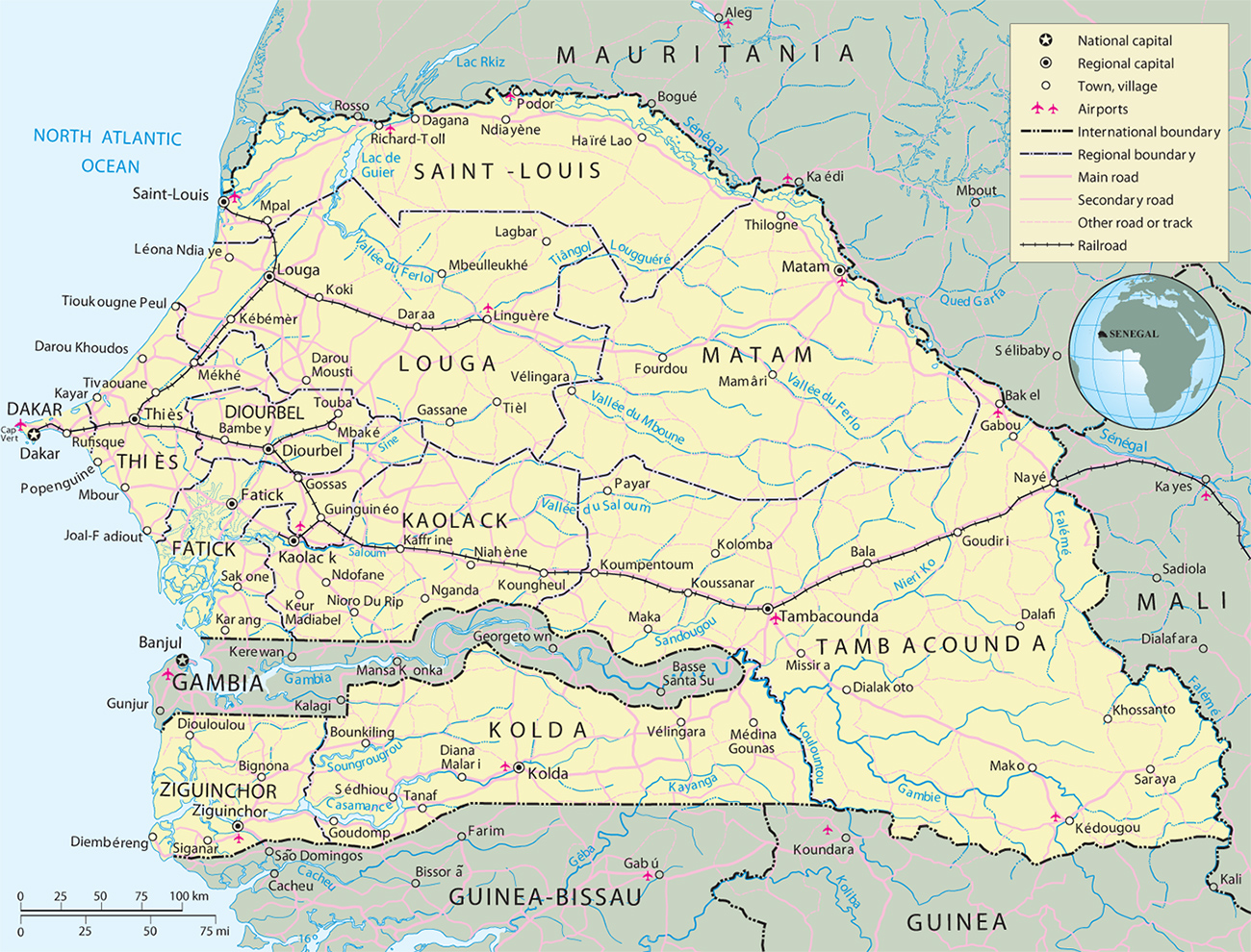 Map of Senegal - Dakar - Travel Africa Map of Senegal - Dakar - Travel Africa